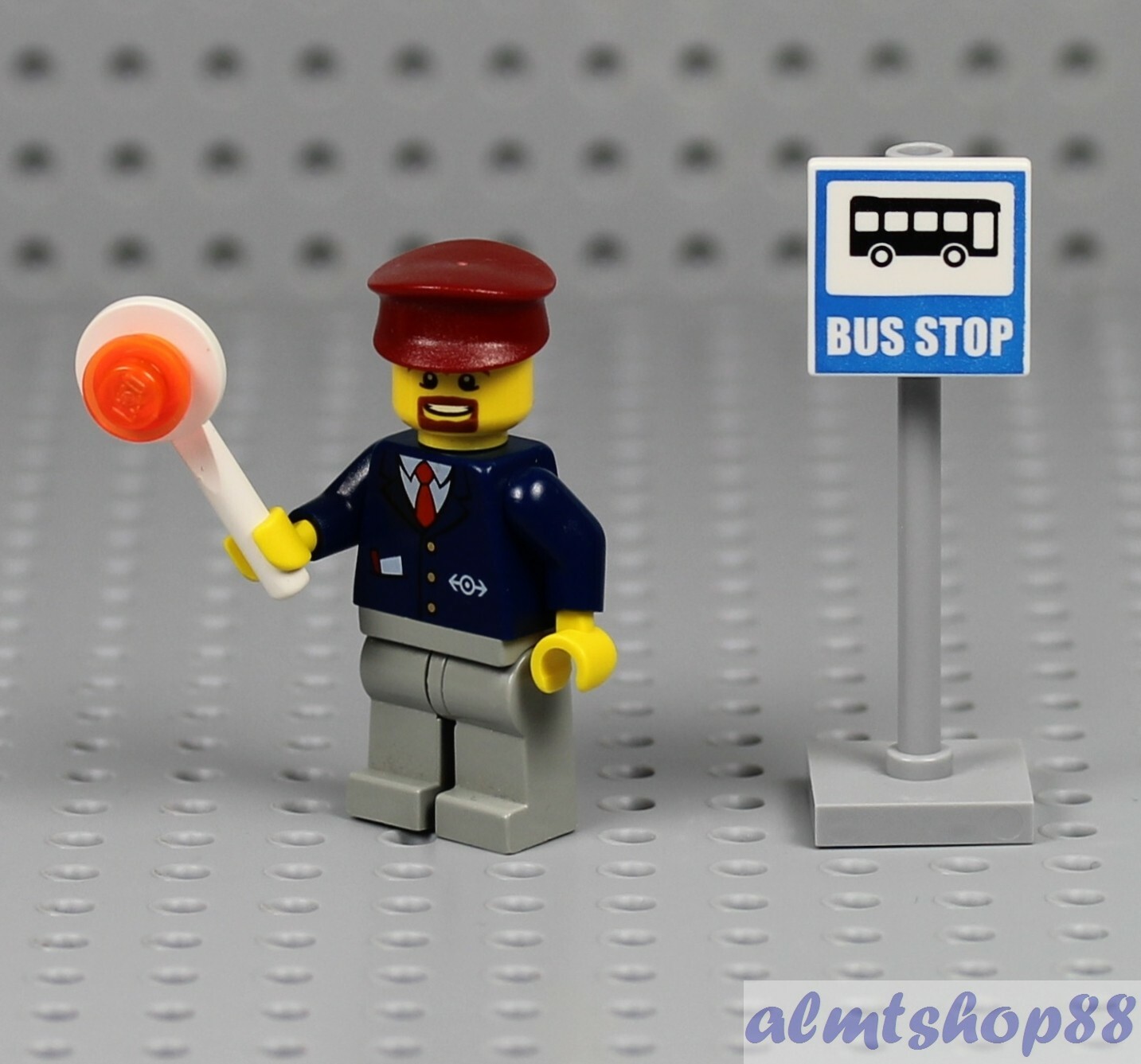 LEGO - Bus Train Conductor w/ Signal Stop Sign Paddle Minifigure ...