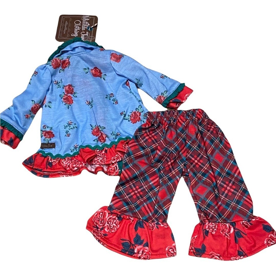 Matilda Jane Doll Clothing "Sleepover" Christmas Pajamas Set Blue/Red ...