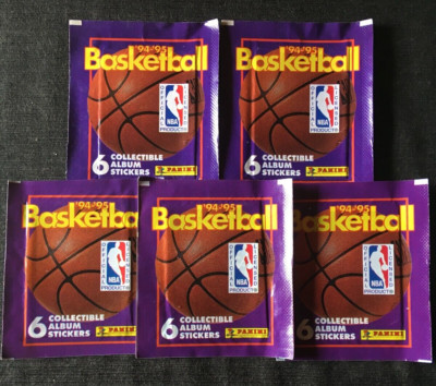 LOT 5 POCHETTES PACKET PANINI BASKETBALL NBA 94-95 OFFICIAL LICENCED ...
