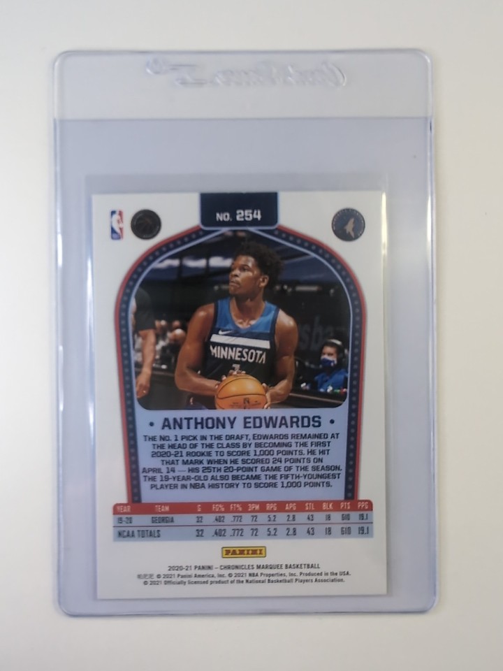 2020-21 Chronicles Marquee Anthony Edwards Rookie #254, GSC Gem Mint 10 ...