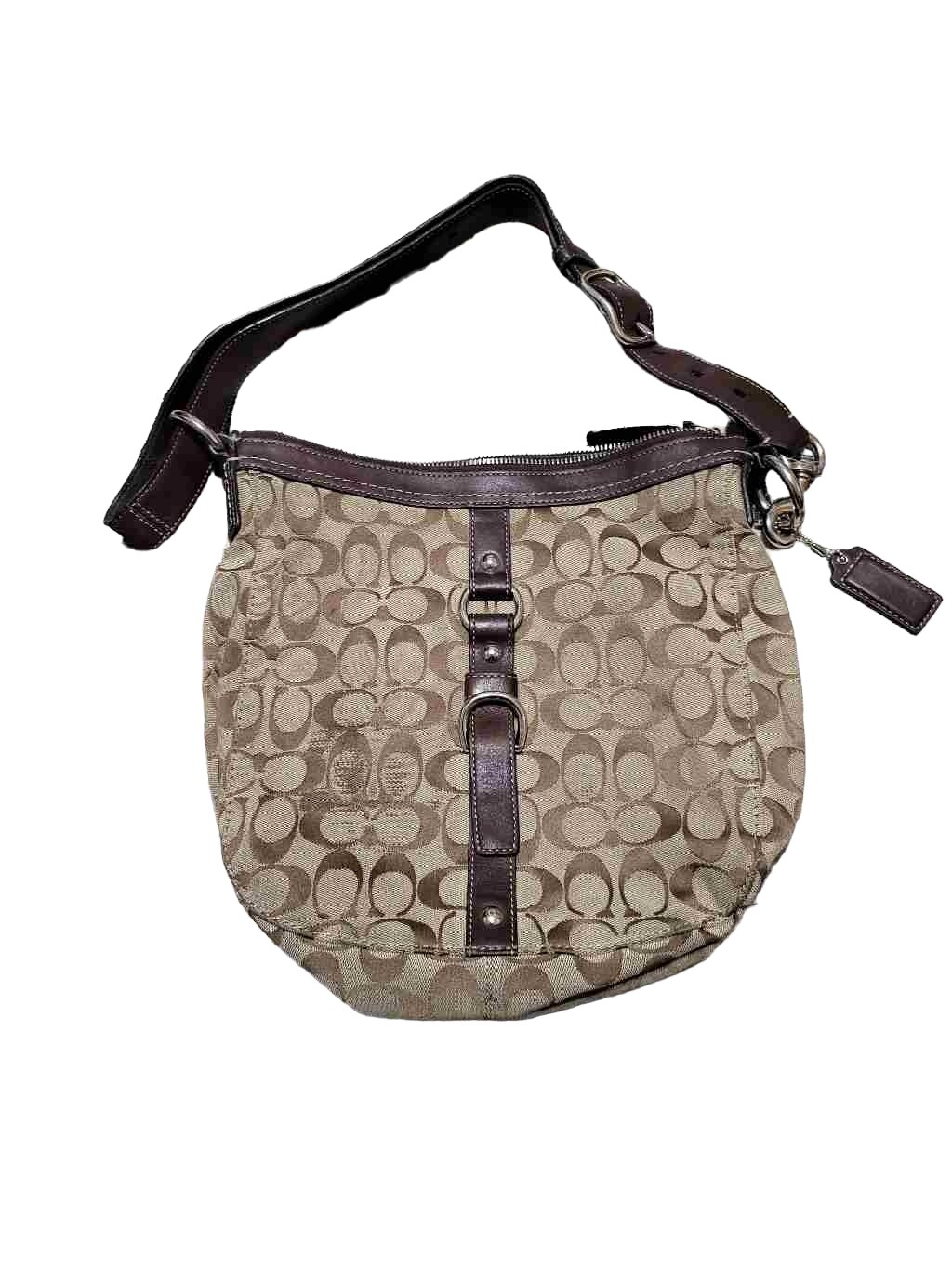 Coach Chelsea Signature Brown Canvas Shoulder Bag - Gem