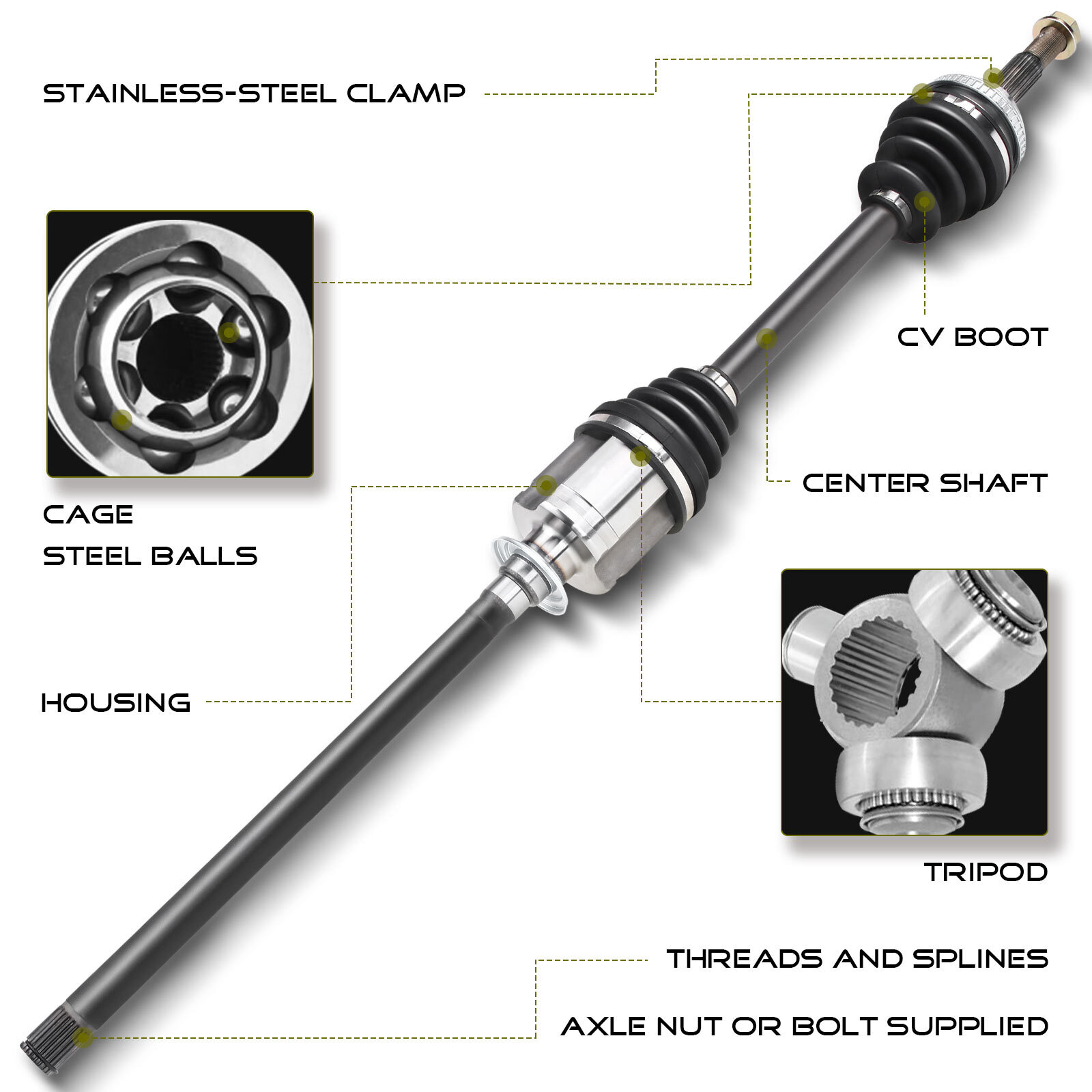 2x CV Axle Assembly for Mercedes-Benz W251 R320 R350 R500 R63 AMG Front ...