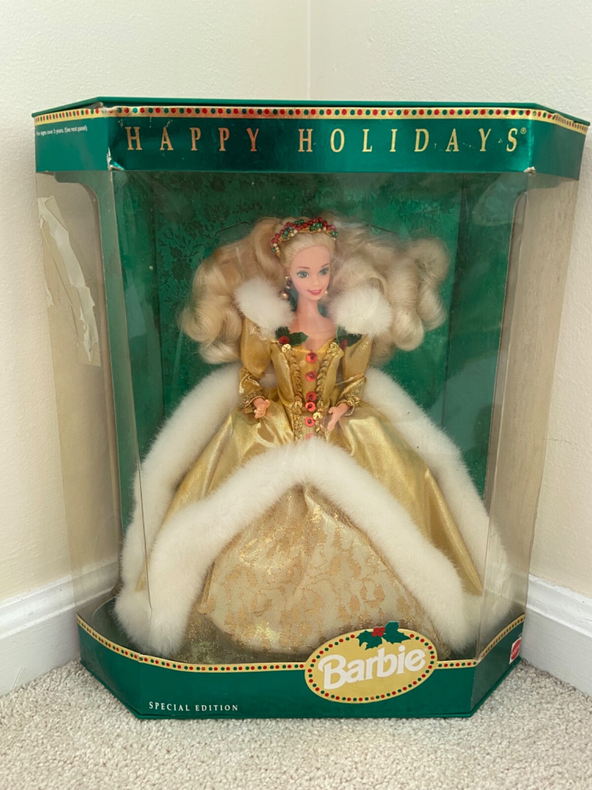 New HAPPY HOLIDAYS BARBIE DOLL 1994 MISPRINT BOX ERROR eye color | eBay