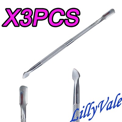 3X Stainless Steel Metal Nail Cuticle Scraper Polish Gel Remover ...
