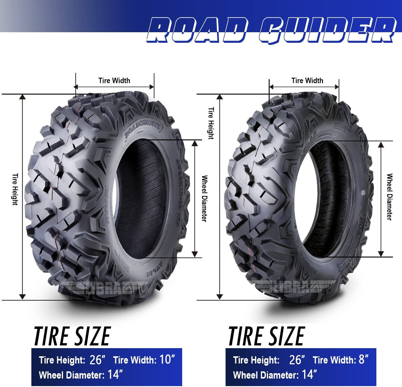 UTV ATV Tires 26x8-14 26x8x14 Front & 26x10-14 26x10x14 Rear 6PR - Set ...