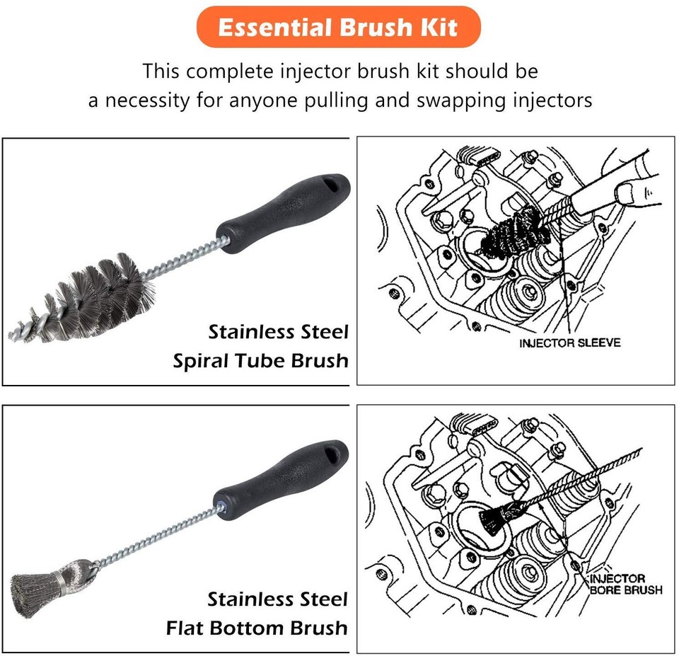 Injector Sleeve Cup/ Bore Cleaning Brush Kit ForDodge Cummins Ford ...