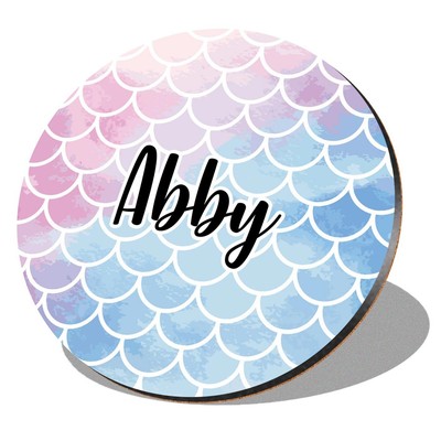 1 x Round Coaster - Name Abby Mermaid Scales Fish Sea Lettering #279346 ...