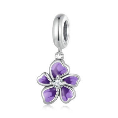 S925 Sterling Silver Violet Petals Flower Charm Pendant -YOUnique ...