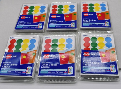 Removable Color Coding Labels Blue, Green, Red, Yellow AVERY 5472 ...
