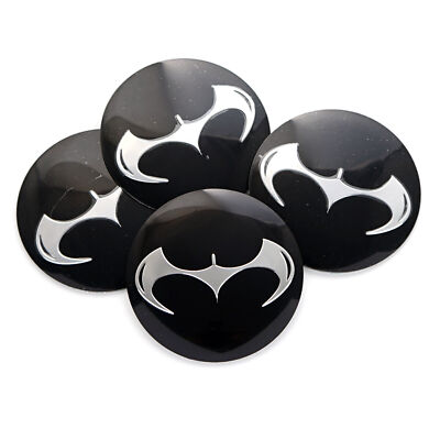 4Pcs 65mm Black Silver Batman Logo Car Truck Wheel Center Hub Cap Badge ...