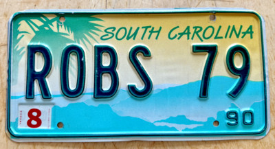1990 SOUTH CAROLINA VANITY LICENSE PLATE " ROBS 79 " 1979 DODGE ...