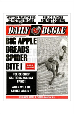 DAILY BUGLE - BIG APPLE DREADS SPIDER BITE - SPIDER-MAN - MOVIE PROP ...