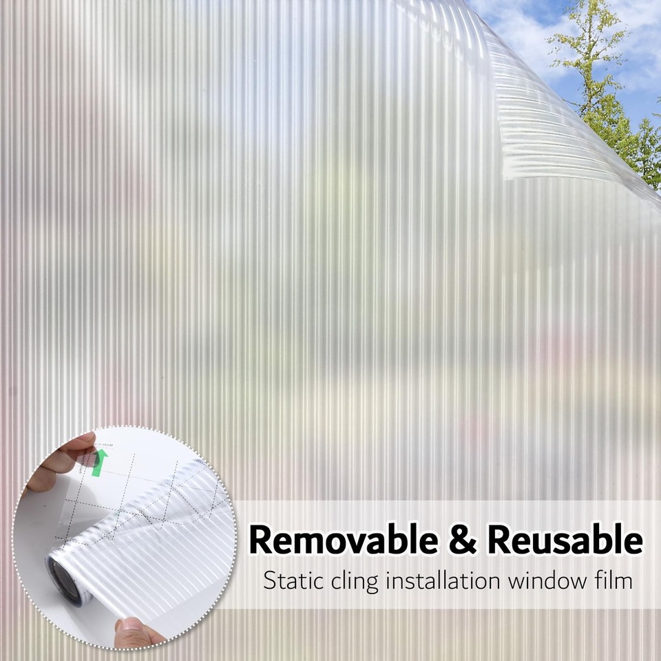 Reeded Glass Privacy Film, Frosted Window Vinyl, 3D Decorative Window ...