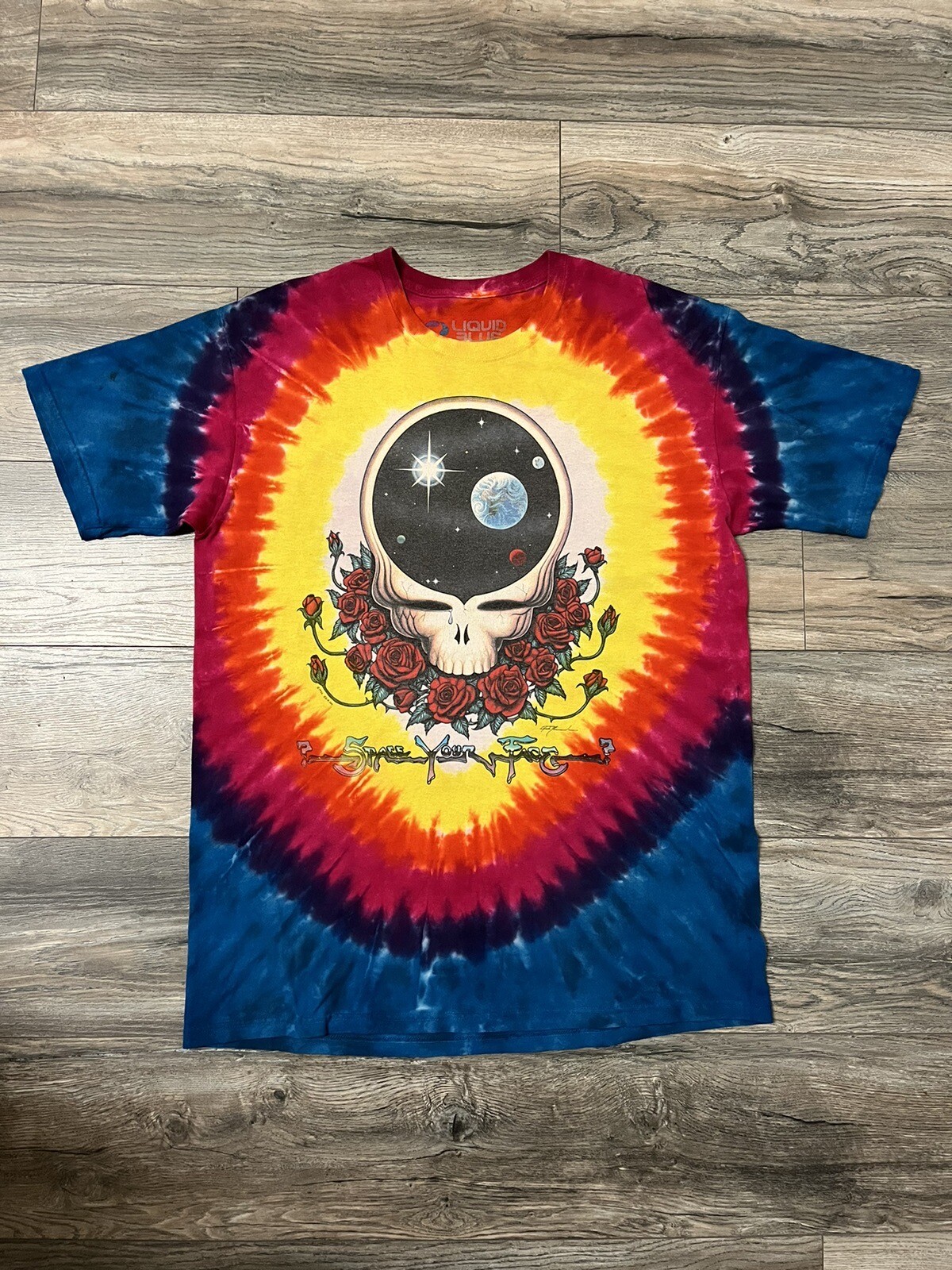 Grateful Dead Liquid Blue Space Your Face Tye Dye T-S… - Gem