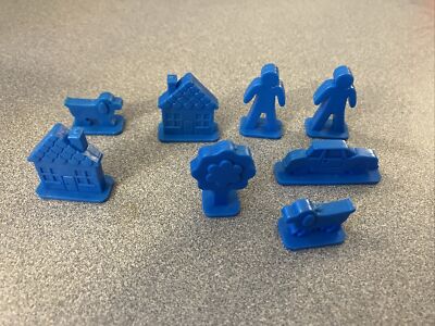 Lot Of Blue Counting Town Figurines Board Game Tokens | eBay