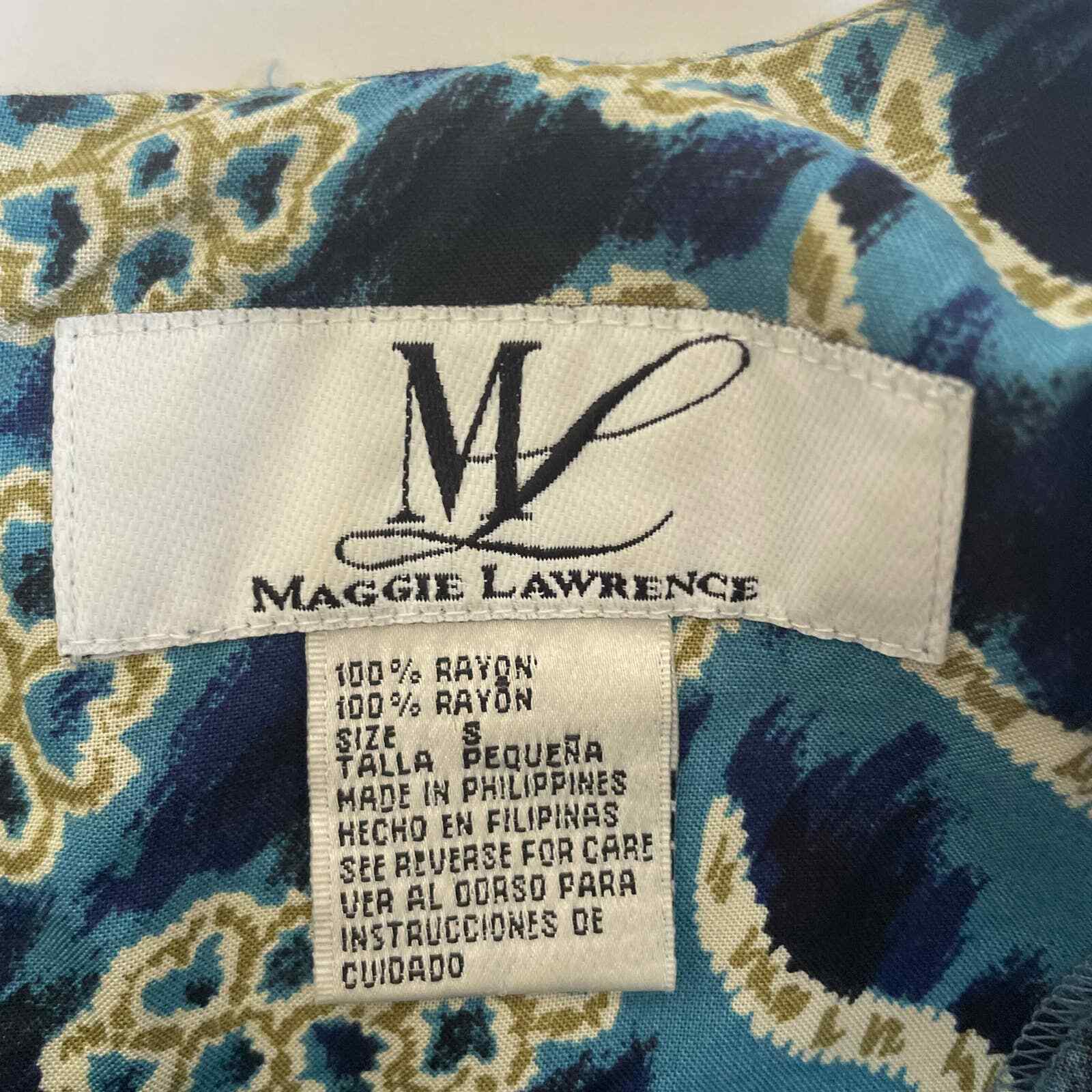 American Vintage Maggie Lawrence 100% Rayon Blue Azte… - Gem