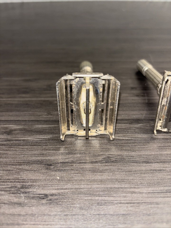 (2) Vtg 1959 Gillette Fat Boy Adjustable TTO Safety Razor Made in USA 2 ...