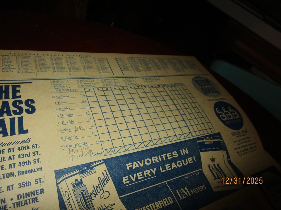 1957 New York Giants Baseball Program vs. Brooklyn Dodgers only ...