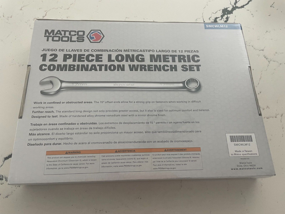 Sealed/New in Box 12 Pc Matco 12. Long Metric Combination Wrench Set | eBay