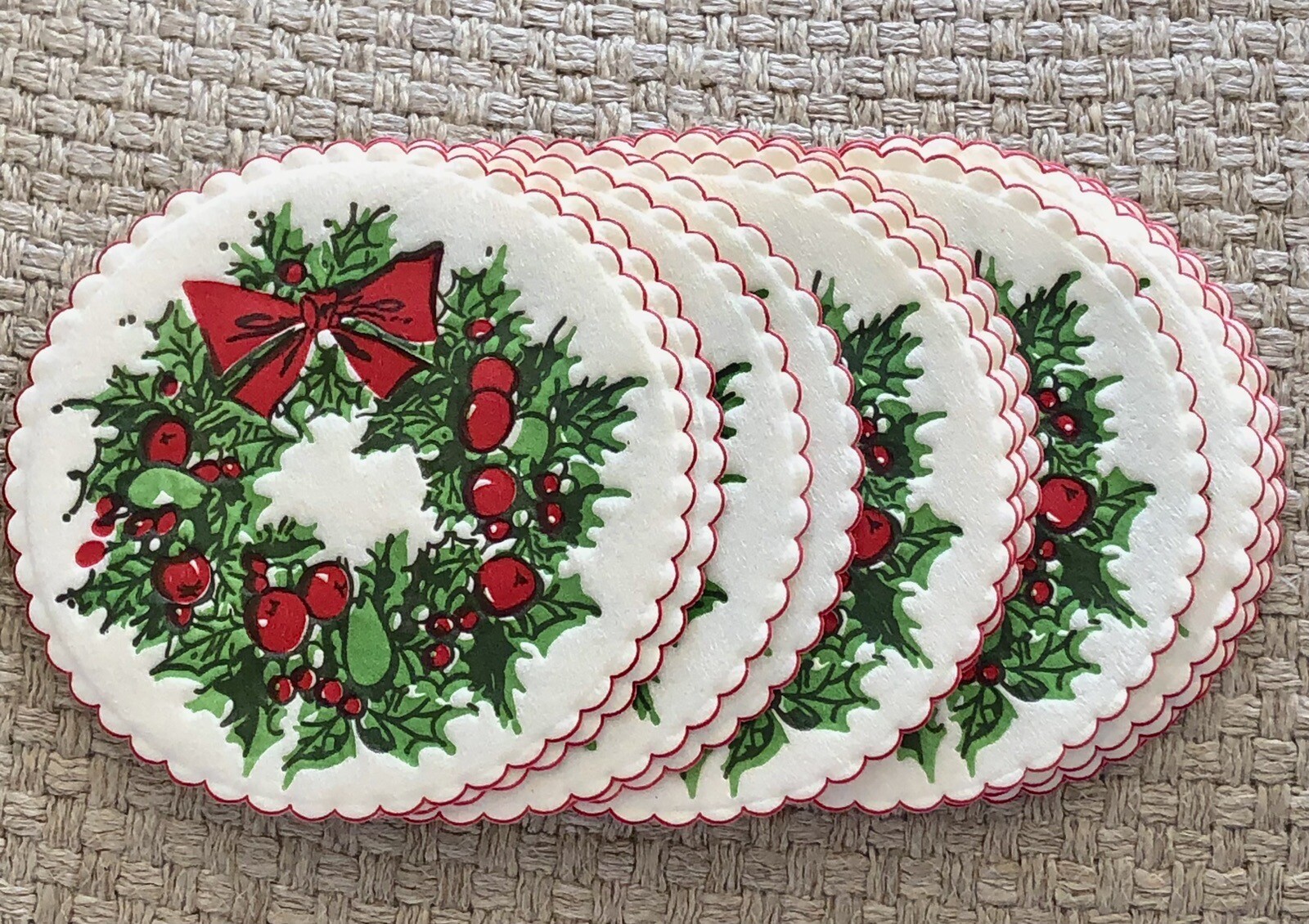 Vintage MCM Holiday Party Tissue Paper Coasters ~ Rare Ephemera Lot of ...