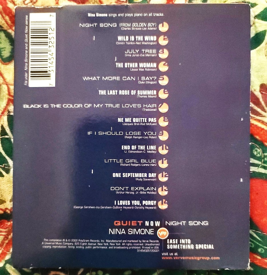 Night Song (Quiet Now Series) - Digi Pk CD By Nina Simone - LIKE NEW ...