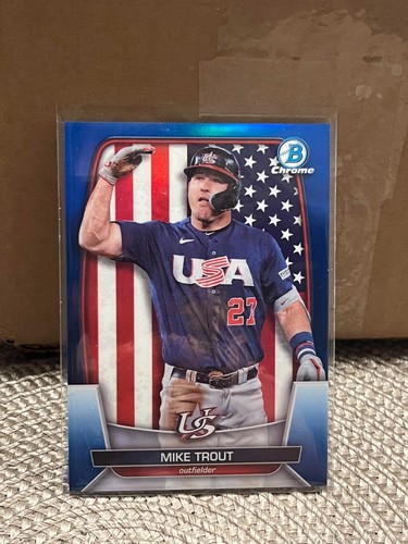 Mike Trout 23 Bowman Chrome WBC Team USA Blue Refractor /75 | eBay