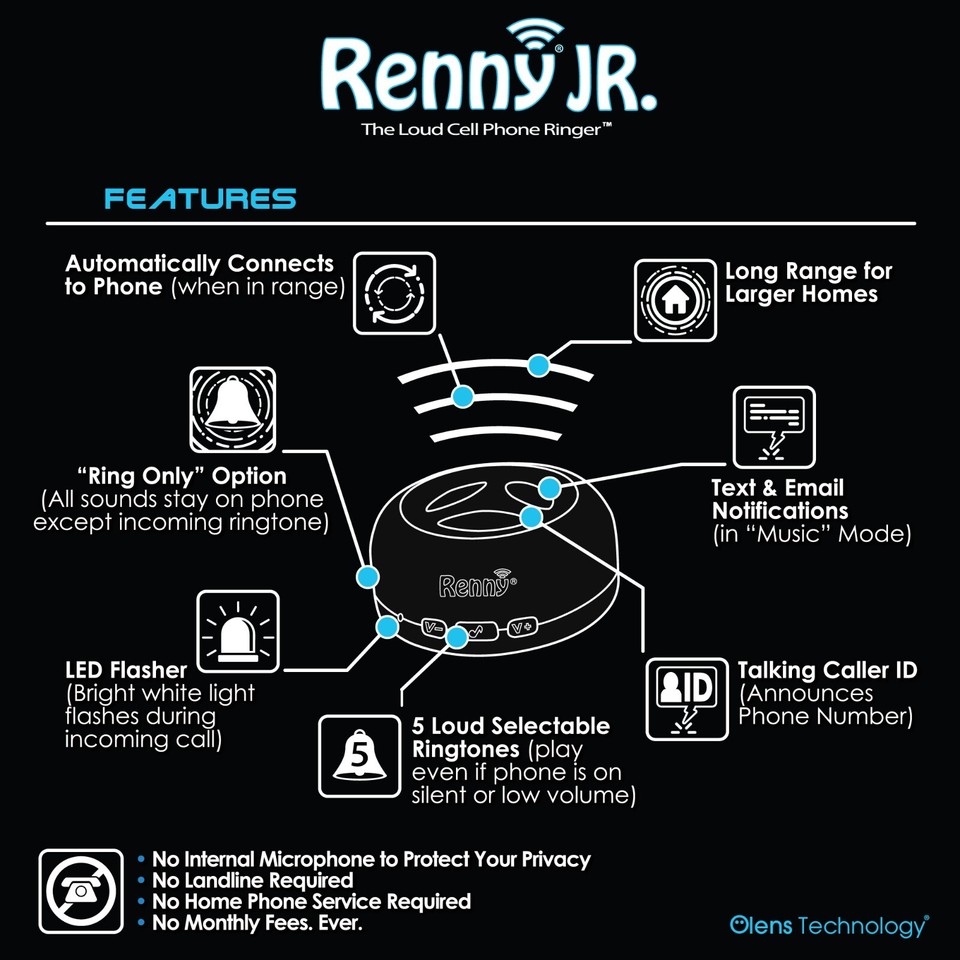 RENNY - The Loud Cell Phone Ringer & Flasher for Hearing Impaired ...