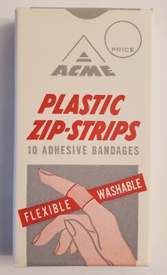 Vintage box of Acme Plastic Zip-Strips bandaids; 1950s; Original box | eBay