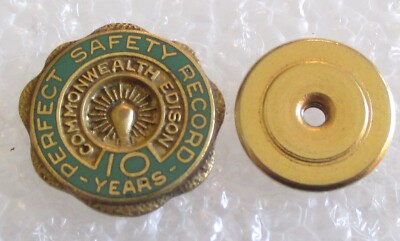 Vintage Commonwealth Edison Company 10 Year Perfect Safety Record Award ...