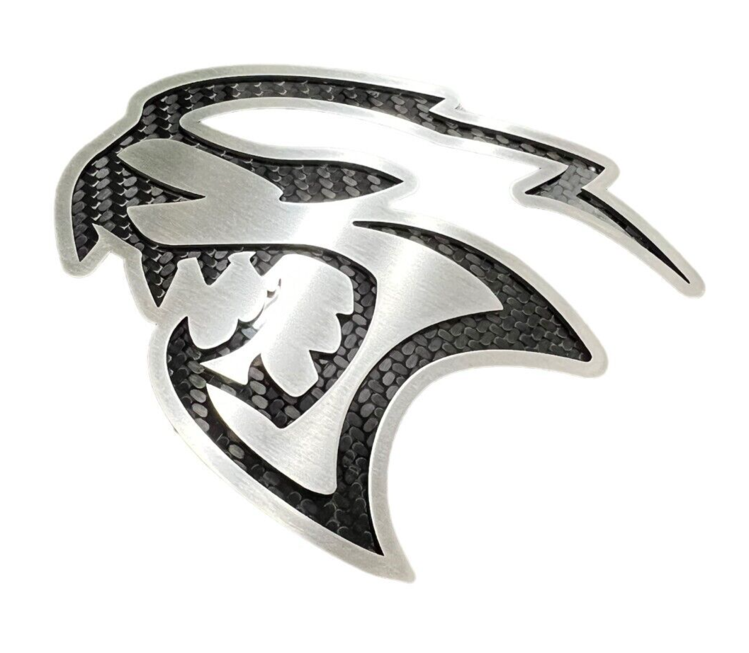 Pair Black Carbon Fiber Hellcat Fender Badge Emblems 2015-2023 Dodge ...