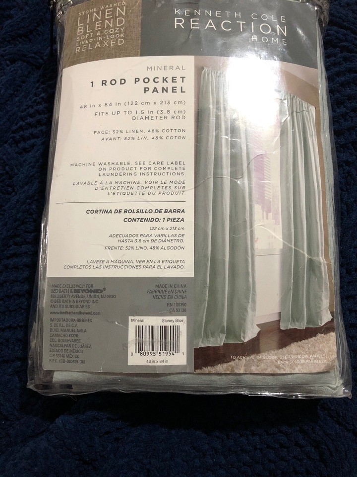Kenneth Cole Reaction Home Mineral Rod Pocket Panel 48”X84” Stoney Blue ...