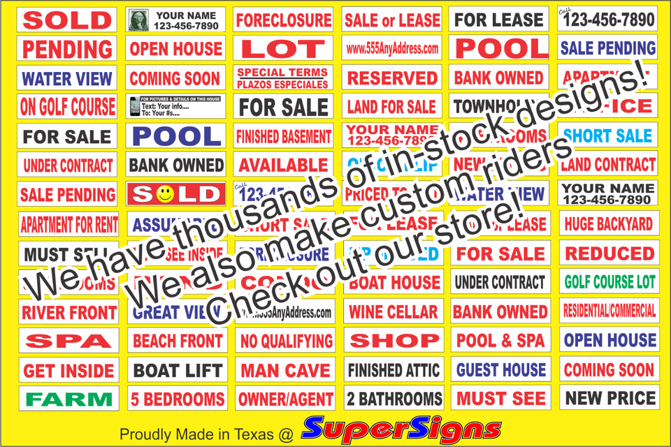 SPECIAL FINANCING 6"x24" REAL ESTATE RIDER SIGNS Buy 1 Get 1 FREE 2 ...