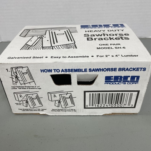 Ebco Stainless Steel Sawhorse Brackets Rust Resistant Standard Medium ...