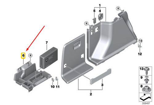 OEM BMW 3 GRAN TURISMO F34 LEFT TRUNK TRIM FIRST-AID MOUNT 51477298167 ...