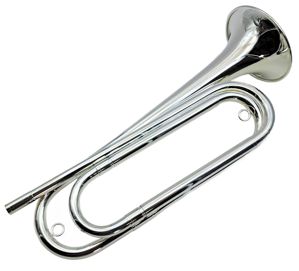 Regiment Bugle-SILVER-Key of G/F-Padded Case-Quality 7C Silver Plated ...