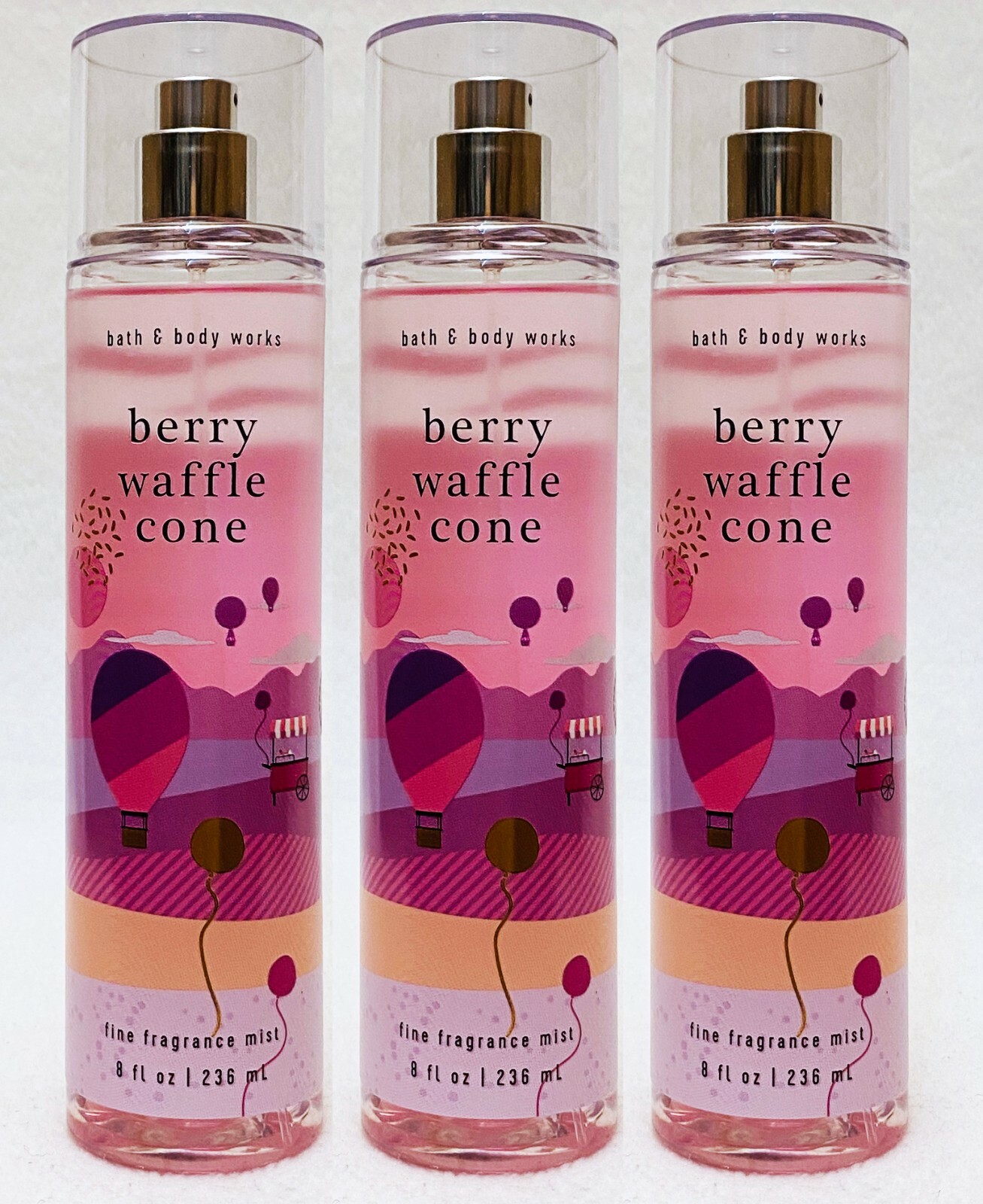3 Bath & Body Works BERRY WAFFLE CONE Fine Fragrance Mist Body Spray 8 ...