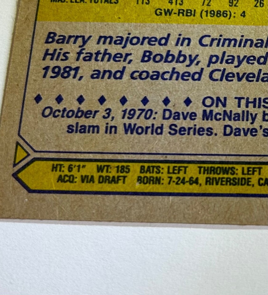 🔥 22 DIFFERENT TYPES OF ERRORS ⚾️ 1987 TOPPS #320 Barry Bonds rookie ...