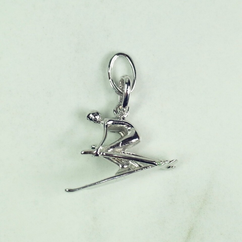 Sterling Silver Skier Skiing Charm Or Pendant 925 | eBay