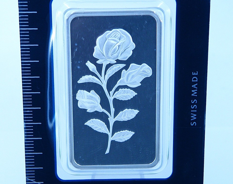 PAMP Suisse Rose 1 Troy Ounce .999 Swiss FINE SILVER Bar In Assay Card ...