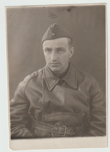 Photo Handsome Man Portrait Military Leather Army Coat Red Army Red ...