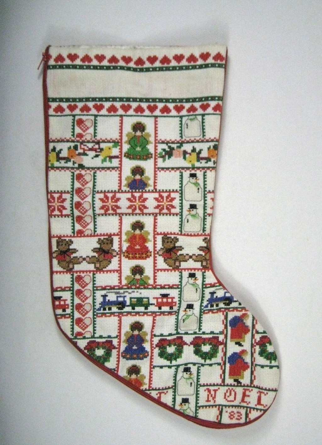 Christmas Stocking Size 16.75 In Unfinished Lined Zipper Angel Snowmen ...