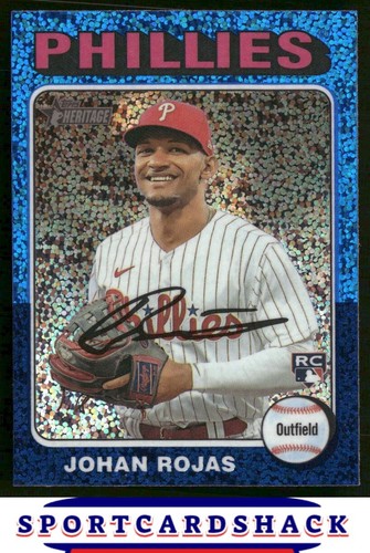 Johan Rojas 2024 Topps Heritage #171 Chrome Blue Sparkle Refractor ...