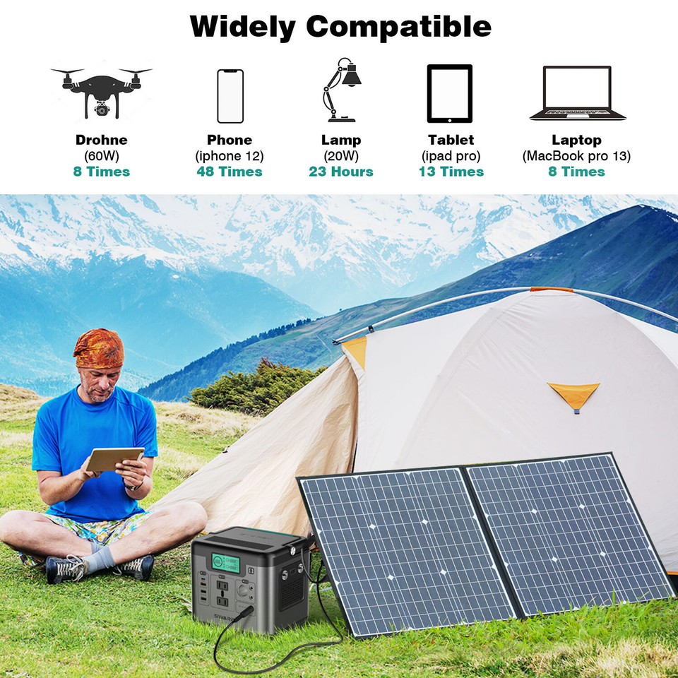 500W Solar Generator Power Station 518Wh Backup Battery Pack Energy ...
