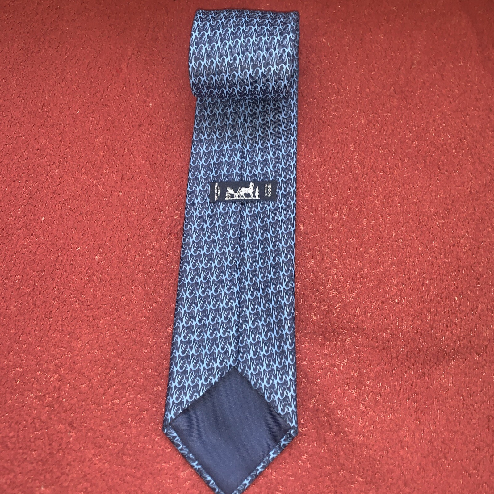 Hermes Silk Neck Tie Cursive Pattern Paris France Men… - Gem