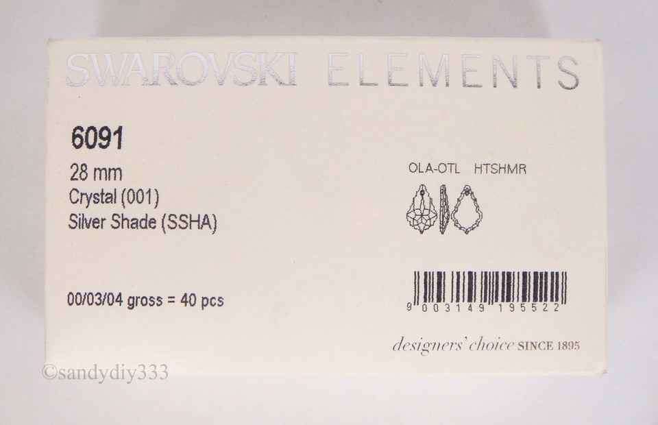 1x SWAROVSKI 6091 SILVER SHADE 28mm BAROQUE PENDANT CRYSTAL BEAD | eBay