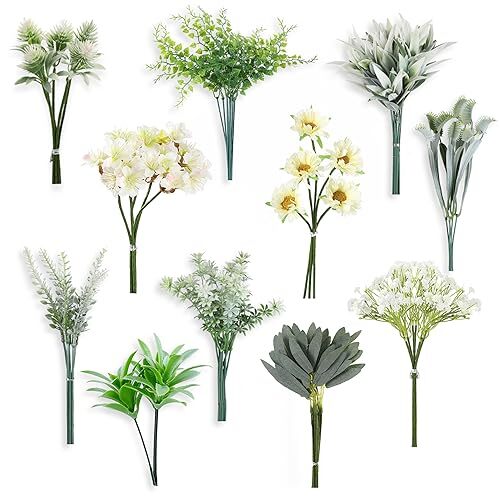 73pcs Artificial Greenery Stems Box Set with 11 Kinds for DIY Cream ...