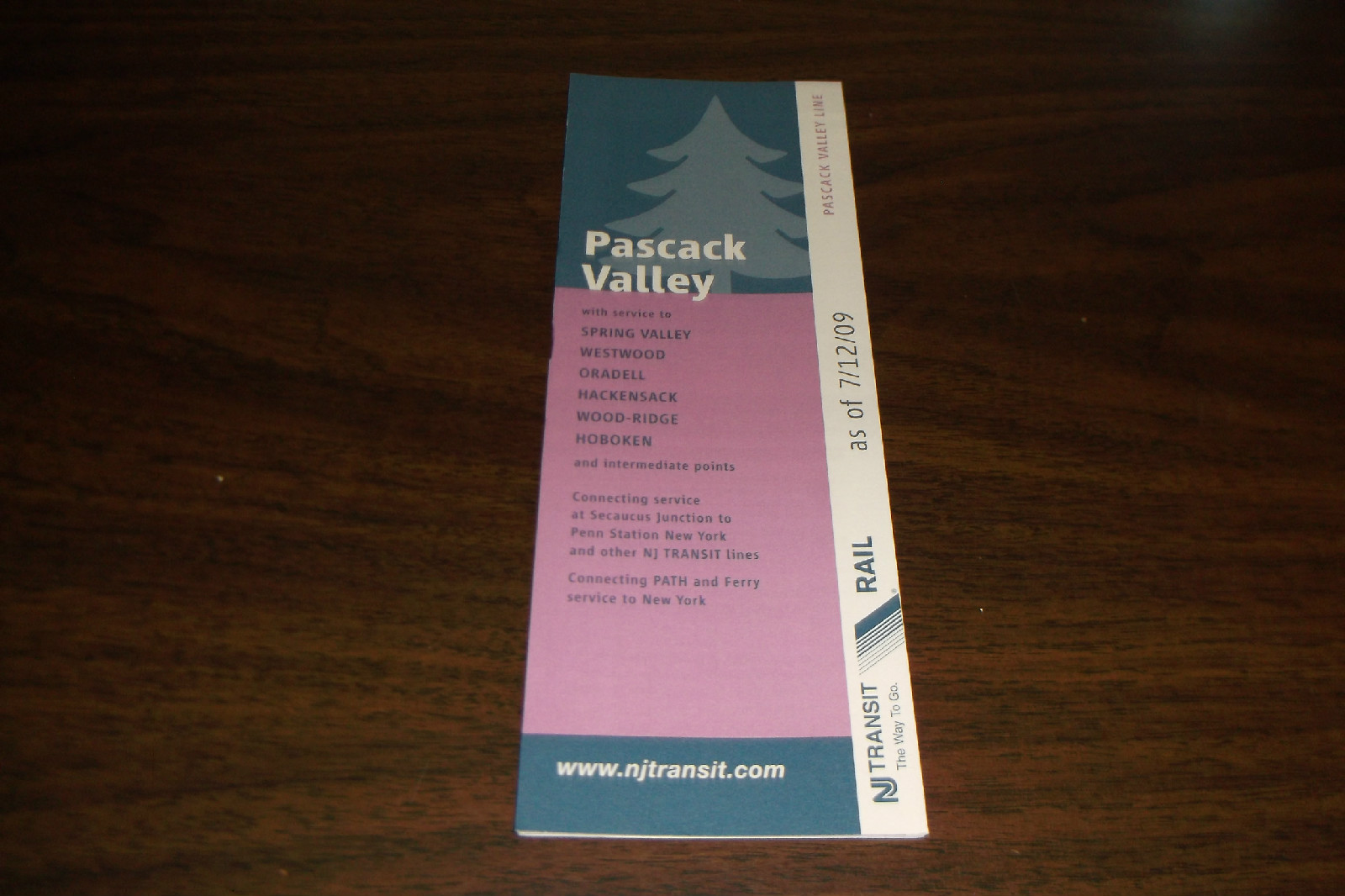 JULY 2009 NJT NEW JERSEY TRANSIT PASCACK VALLEY LINE PUBLIC TIMETABLE ...