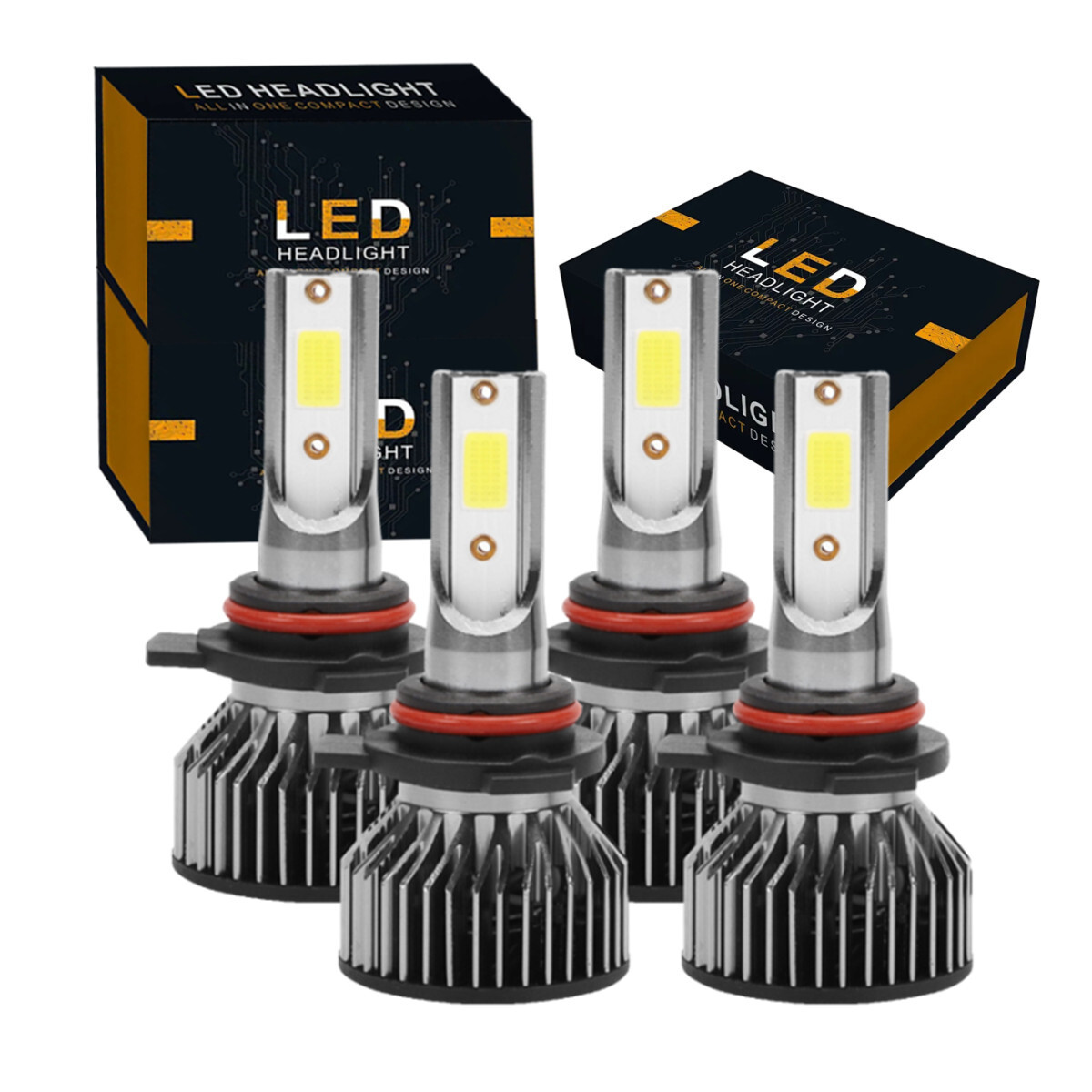 9006 9005 LED Headlights Kit Combo Bulbs 6000K High Low BEAMS Super ...