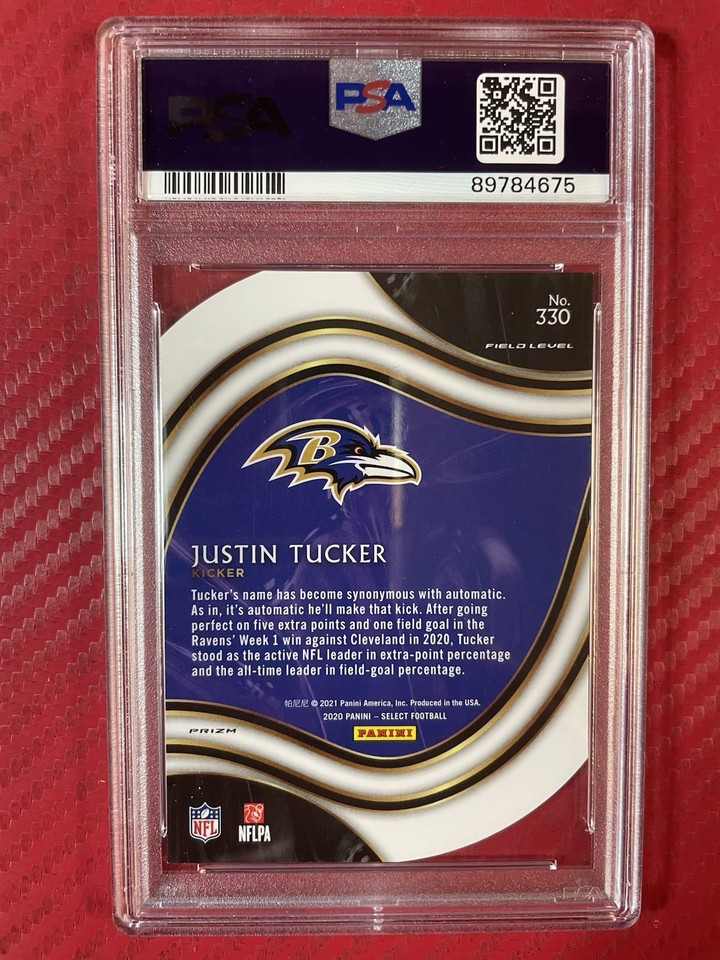 Justin Tucker 2020 Select Neon Green Die Cut #330 PSA 9 | eBay