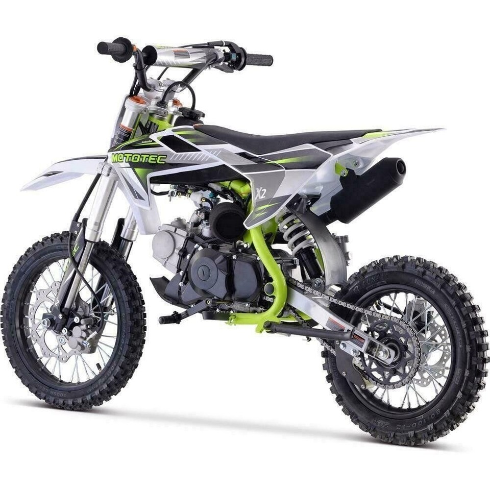 MotoTec X2 110cc 4-Stroke Gas Dirt Bike Green 850021322380| eBay